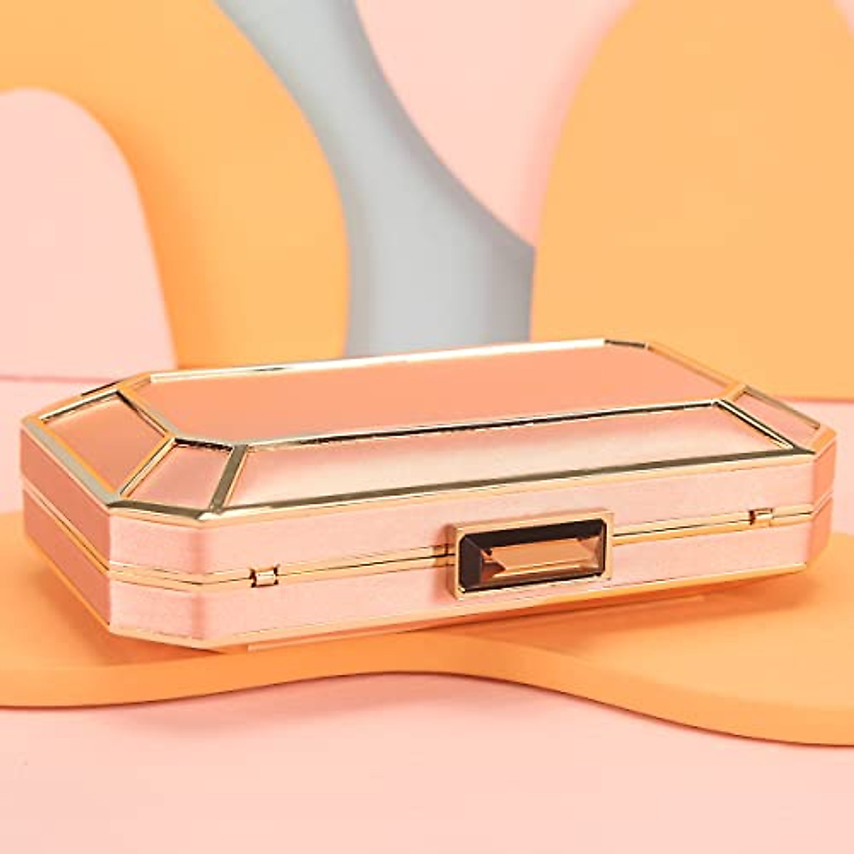 Fawziya Crystal Clutch Evening Bags Satin Purse For Party Night-Roe Gold