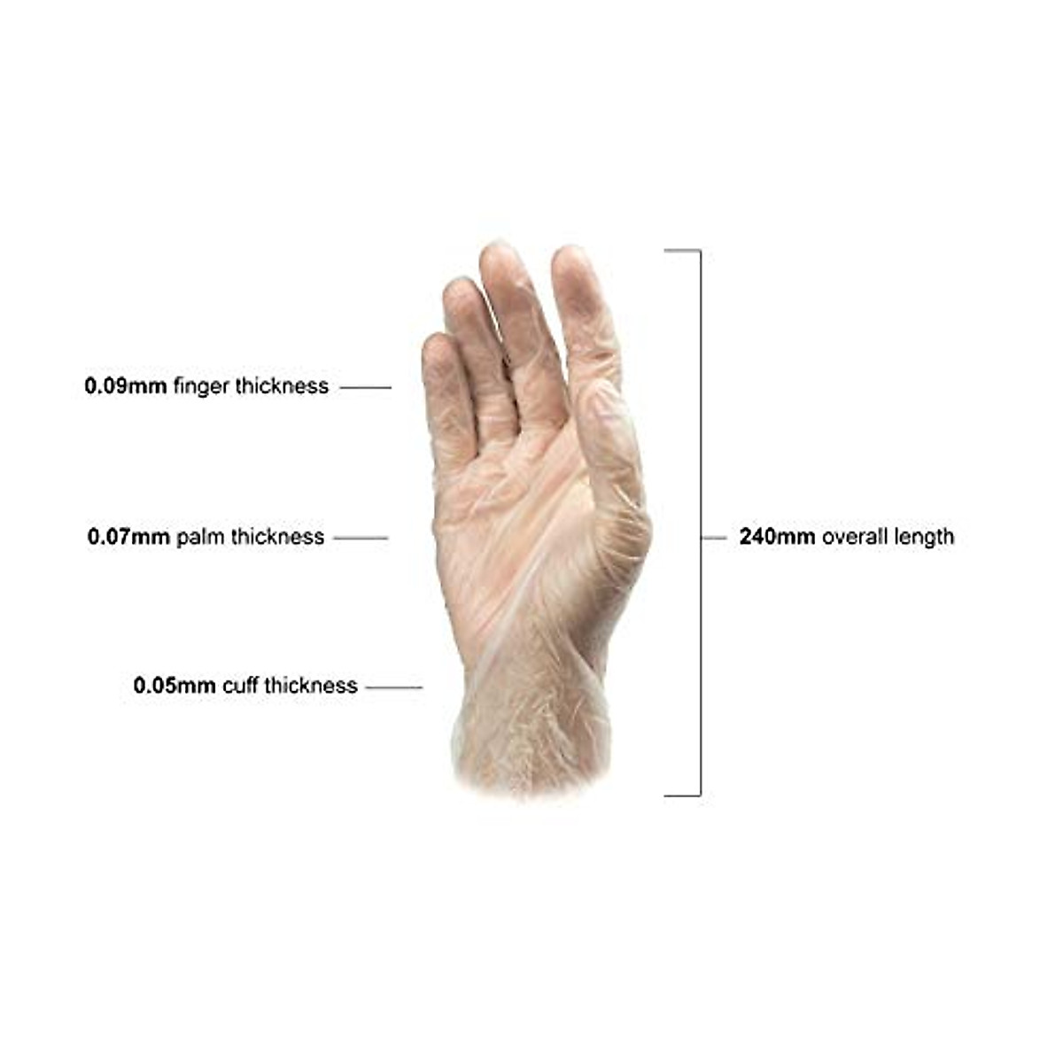 Basic Diagnostic VGPF3004 Clear Vinyl Exam Gloves, Latex-Free & Powder-Free, Extra-Large, Pack of 1000