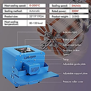 Heat Sealer Machine,Automatic Plastic Sealing Machine, Continuous Roller Sealer Temperature Control, Bag Sealer For Cookies,Small Shops,Home Kitchen