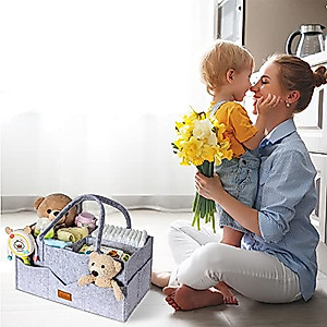 Meilleur Baby Diaper Caddy Organizer: Large Diaper Caddy for Baby Girl & Baby Boy - Felt Diaper Organizer for Changing Table & Car - Baby Diaper Caddy for Baby Nursery Storage - Portable Baby Basket