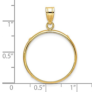 14ky 22mm Polished Prong Coin Bezel Pendant 33.1mm 23.2mm style C1801/22.0