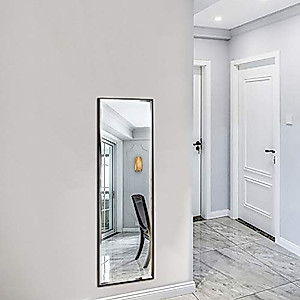 PETAFLOP 14x48 Inch Full Length Mirror Wall Mounted Silver and Black