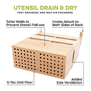 All-in-1 Bamboo Dish Drying Rack Set with Utensil Holder and Microfiber Drying Mat Large Collapsible 3 Tier Wooden Dish Drying Rack Bamboo Utensil Drying Rack and 15" Dish Drying Mat.