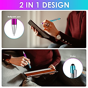 cobee® Retractable Ballpoint Pen with Stylus Tip, 6 Pieces 1.0mm Metal Ball Point Pens Medium Point Smooth Writing Pen Black Ink Pen Stylus Pen for Touch Screens School Office Gift Supplies