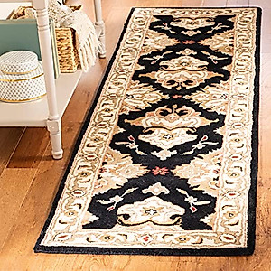 SAFAVIEH Heritage Collection 2' x 3' Black/Ivory HG817A Handmade Traditional Oriental Premium Wool Accent Rug