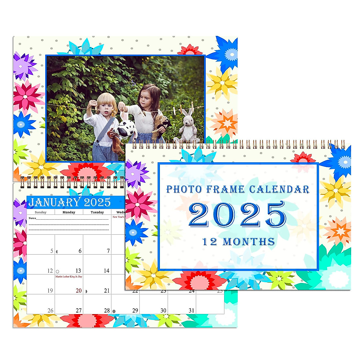 2025 Photo Frame Wall Spiral-bound Calendar (Add Your Own Photos) - 12 Months Desktop/Wall Calendar/Planner - (Geometrics Edition #001)
