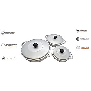 AIRADP 3Pieces Cast Aluminum Caldero or Oven Set with Lid