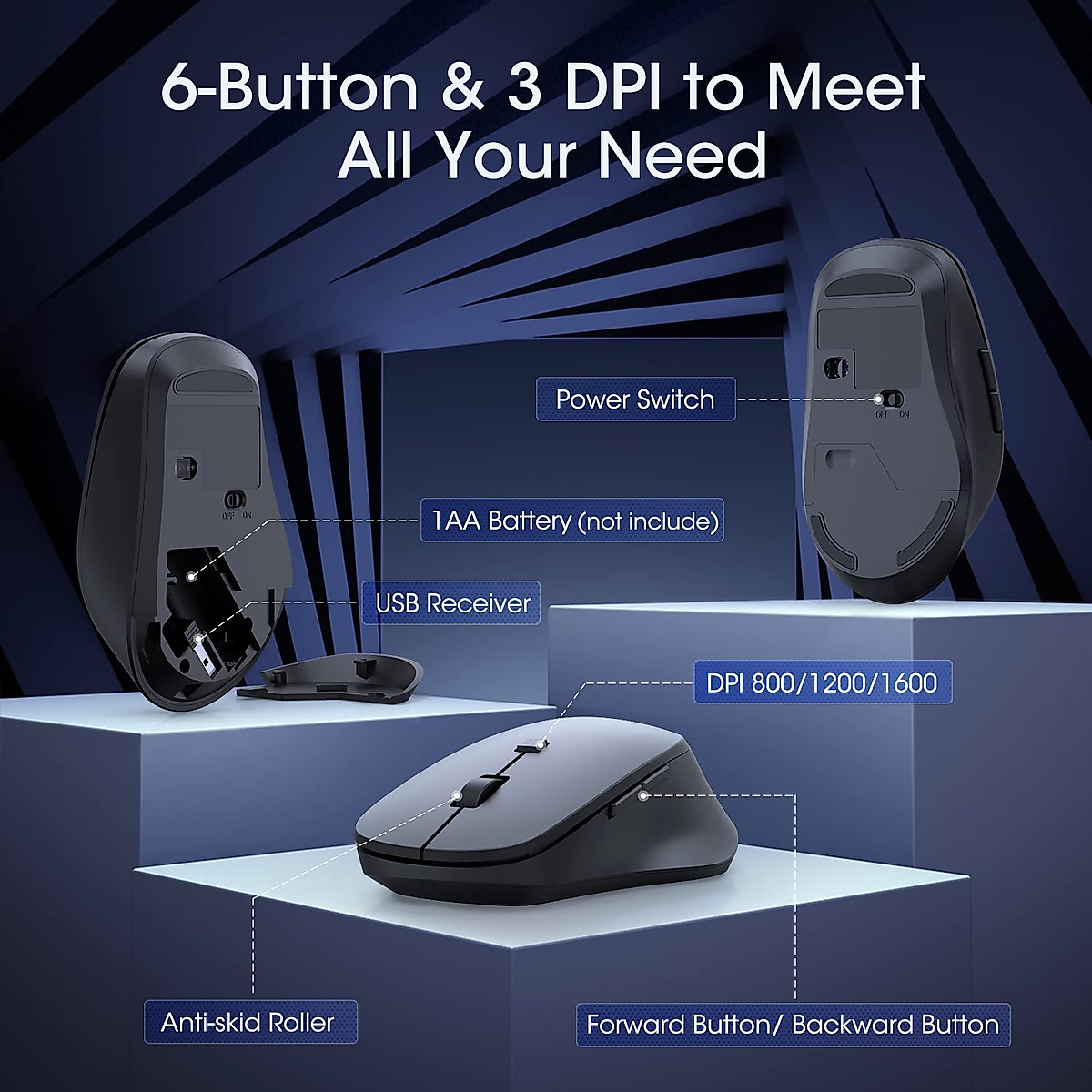 Veilzor Wireless Keyboard and Mouse Combo, 2.4GHz Lag-Free Ergonomic Keyboard Full-Size with Phone Holder & 10 Independent Shortcuts, Silent Mouse with 4 DPI for Computer, Desktop, Laptop