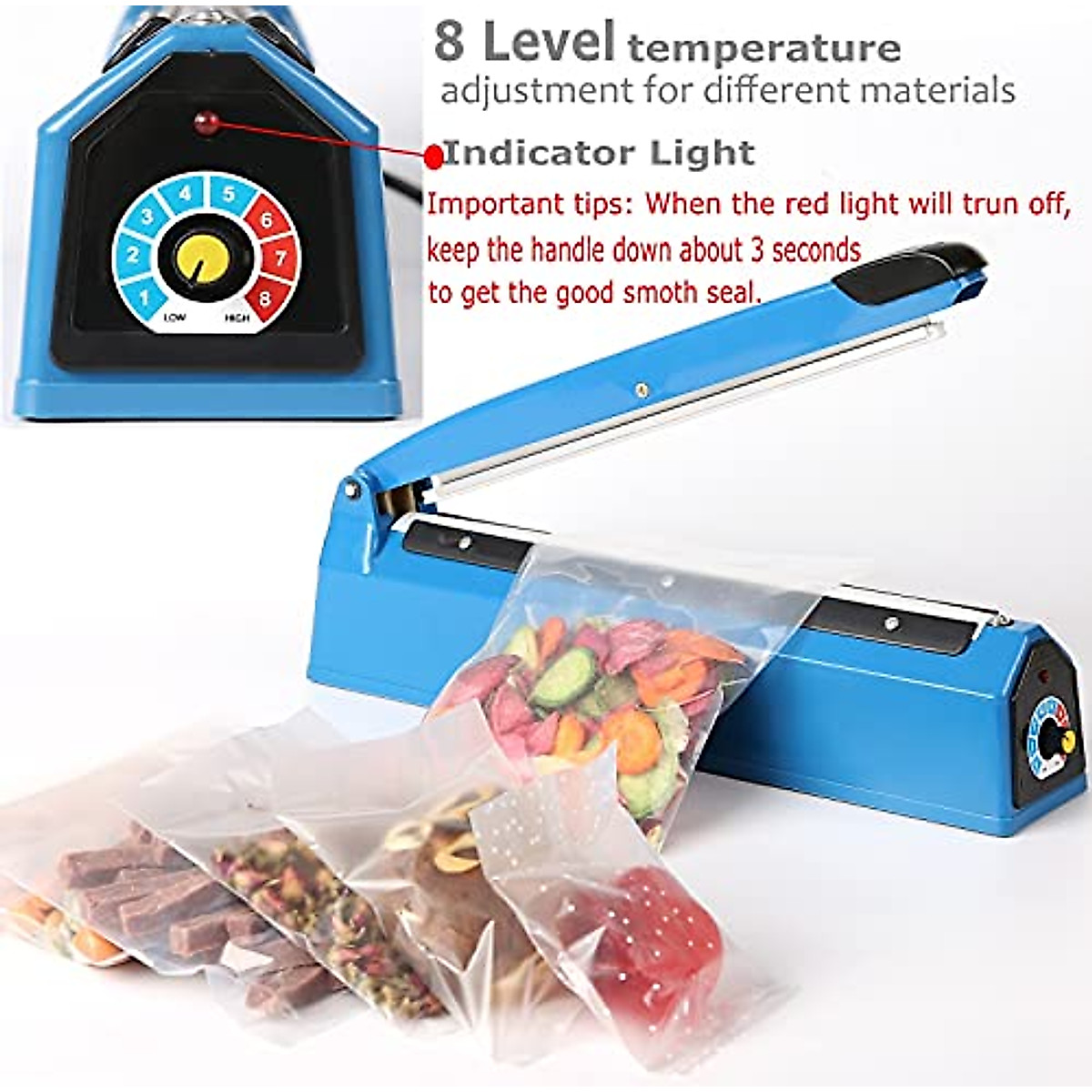 Yeler12 Inch Impulse Heat Sealer Impulse Bag Sealer, Manual Poly Bag Heat Sealer Machine for Plastic Bags PE PP Bags with Extra Replace Element Grip…