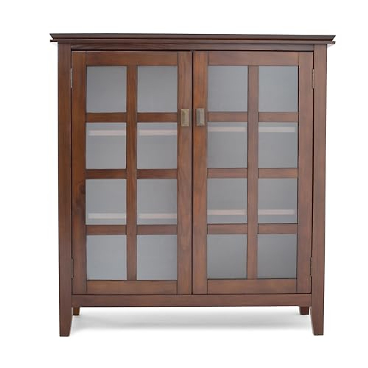 SIMPLIHOME Artisan SOLID WOOD 38 Inch Wide Transitional Medium Storage Cabinet in Russet Brown, For the Living Room, Entryway and Family Room