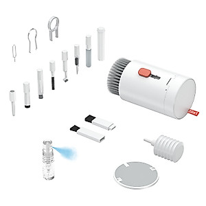 Tounee Keyboard Cleaner Kit, Electronics Cleaning Kit with Retractable Big Brush, Portable, 20 in 1 Multi-Tool Kit for Phones, Tablet, Computer, PC Monitor,TV Camera Lens with 2.5ml Mist Spray (White)