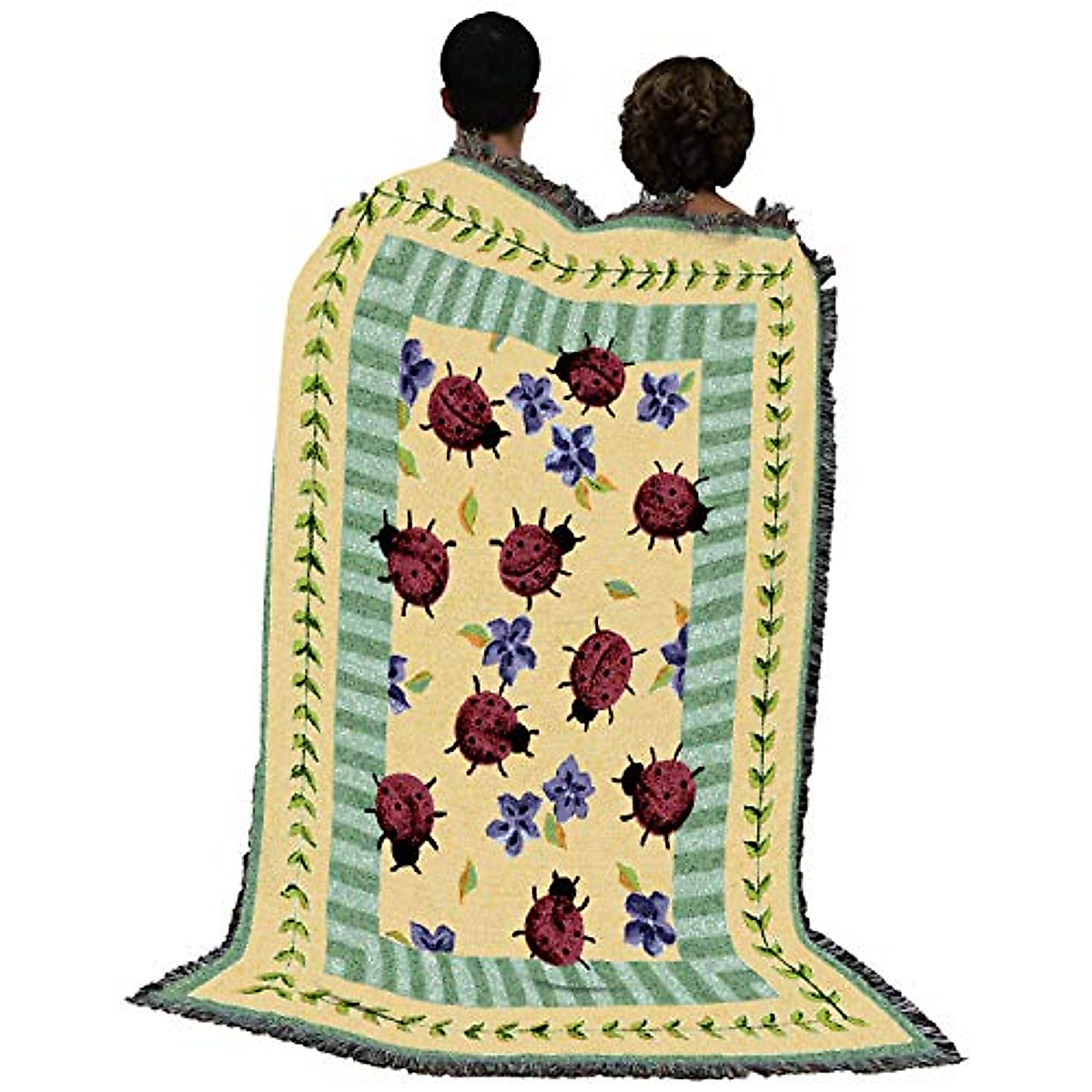 Pure Country Weavers Lady Bug Garden Blanket - Garden Floral Gift Tapestry Throw Woven from Cotton - Made in The USA (72x54)