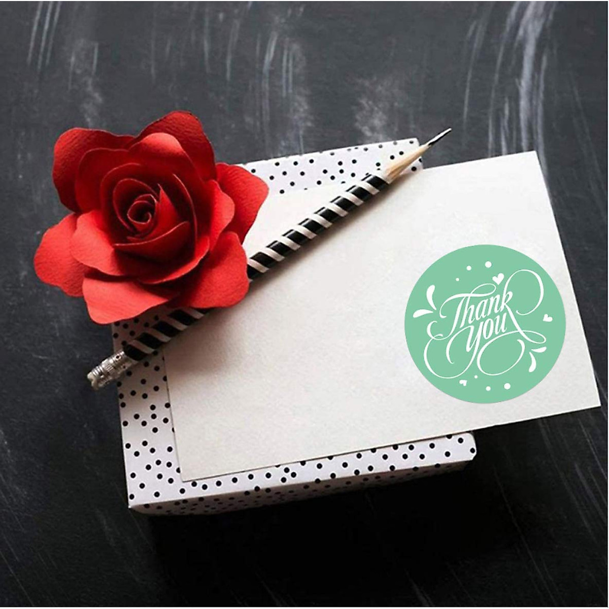 PMCDS2G Thank You Stickers Roll 1" Flower Wreath 9 Beautiful Styles 500 Units in One Roll for Gift Décor Sealing