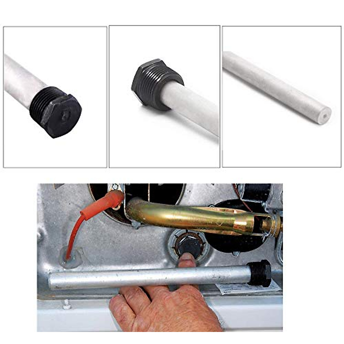 (2-pack) RV Water Heater Anode Rod - Magnesium Anode Rod 3/4'' NTP Thread - Tank Corrosion Protection, Camper Element with Suburban Water Heater 232767 & Mor-Flo Water Heater Tanks - 9.25" Long