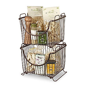 Spectrum Diversified Ashley Stackable Basket, Large, Bronze