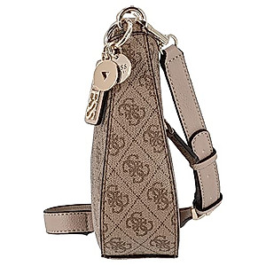 GUESS Noelle Top Zip Shoulder Bag Latte Logo One Size