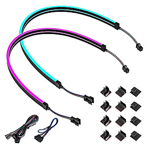 BTF-LIGHTING Neon RGB PC Light Strip 2PCs 19.7in RGB LED Strip for 12V 4-Pin RGB LED headers for ASUS Aura Sync, Gigabyte RGB Fusion, MSI Mystic Light, ASRock RGB