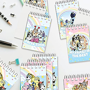Bluey Birthday Party Supplies, 24Pcs Mini Notepads for Bluey Birthday Party Favors, Goodie Bag Stuffers, Children Classroom Rewards, 8 Types