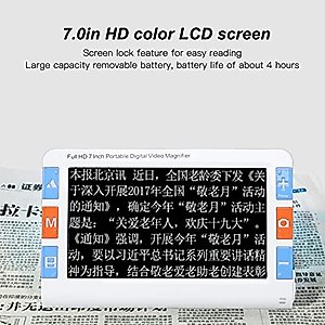 Portable Video Magnifier, 7.0in Handheld Autofocus Dual Lens Digital Magnifier,2X to 32X Magnification 26 Color Modes Reading Aids,Electronic Video Magnifier for Reading Books(White)