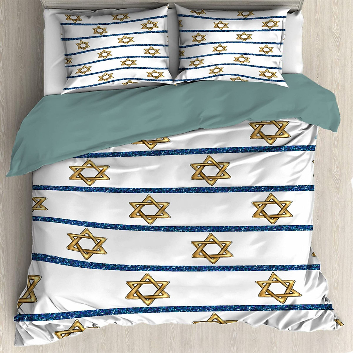 ARTBLANKET Hanukkah Bedding Duvet Cover 3 Piece Set King 104 x 90 in Ultra Soft and Breathable(1 Comforter Cover + 2 Pillow Shams)