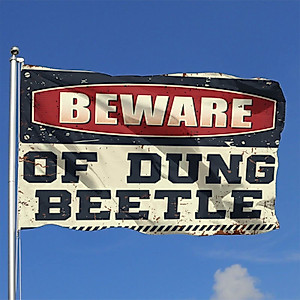 Funny Dorm Flags Beware Of Dung Beetle Flag Stuff For Your Room Windsocks Outdoor (Size : 60X90CM)