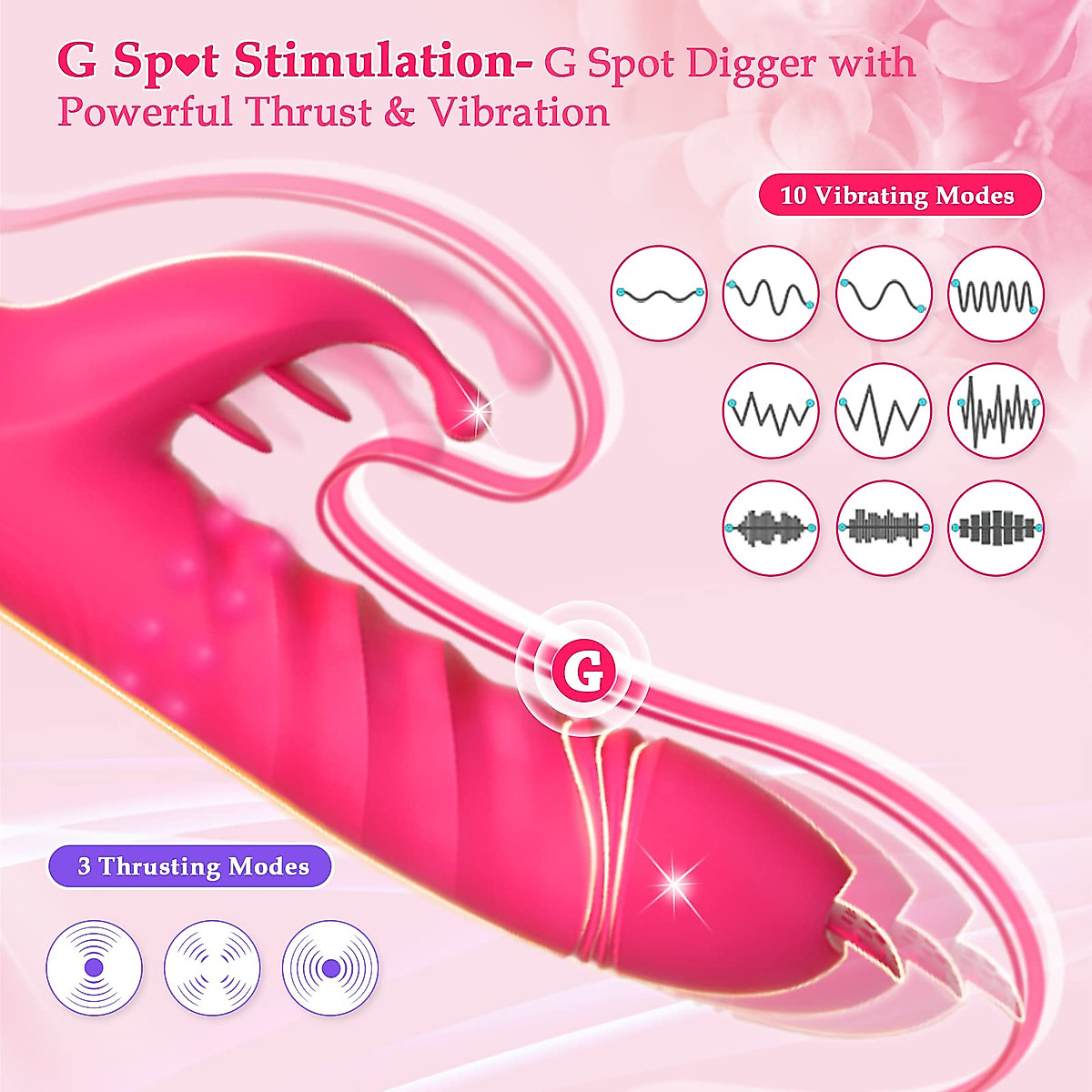 Thrusting G Spot Rabbit Dildo Vibrator, Tongue Licking Rotating Vibrating Women Couples Adult Sex Toys, MHYNNR Female Clitoris Vibrator Wand Stimulator Toy, Dildos Vibrators for Woman Her Pleasure