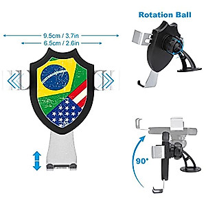 Brazil and USA Flag Car Phone Holder Mount Universal Cellphone Vent Clamp for Dashboard Windshield Stand