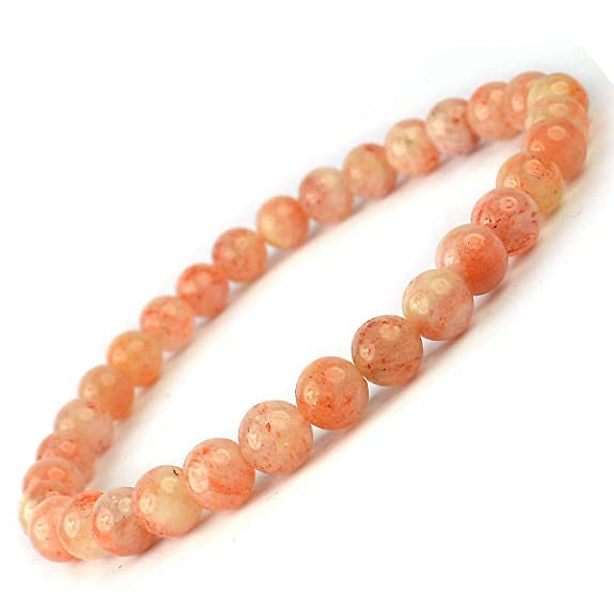 TAURISH Sunstone Semi Precious Gemstone 8 mm Round Beads Stretch Bracelet 7.5" Unisex