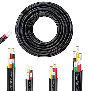 22 Gauge Wire, 5-Conductor Electrical Wire. 22 AWG Stranded Flexible PVC Tinned Copper 22/5 Cord Extension Cable is Used for LED Lamp Lighting, Automotive, Speaker, Audio, Power, etc. (33FT - 10M).