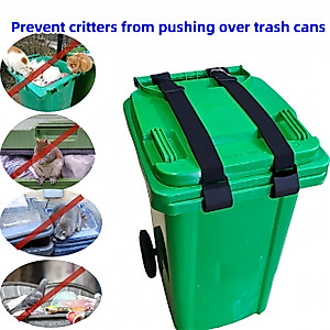 2 Pcs Trash Can Lid Locks Adjustable Bin Strap Garbage Lock Trash Can Lid, Trash Can Locks for Animals, Garbage Strap Outdoor Trash Can Straps for Small Animals, Raccoons, Squirrels, Dogs (Black)