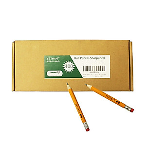 YETHAN Half Pencils with Eraser Tops 96Pcs, Golf, Classroom, Pew - #2 HB, Hexagon, 96/Box.