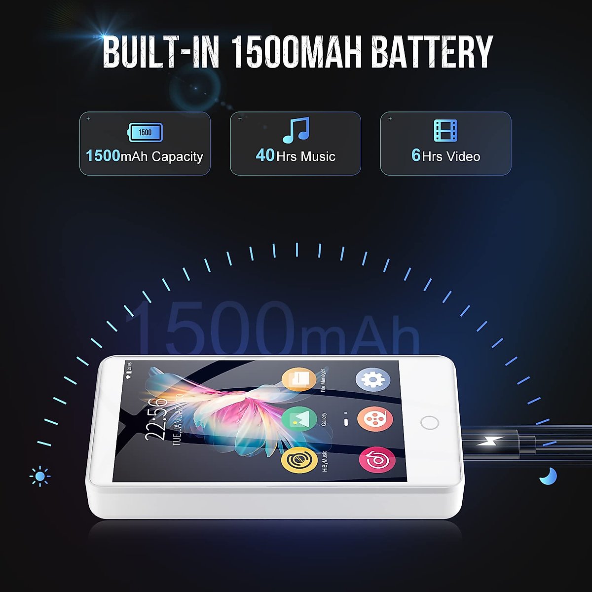 MP3 Player with Bluetooth and WiFi，MECHEN 3.5" Full Touch Screen Mp3 Mp4 Player with Speaker，Android Portable Digital HiFi Sound Music Player with FM Radio,Recorder, Ebook,Browser. (H1-White)