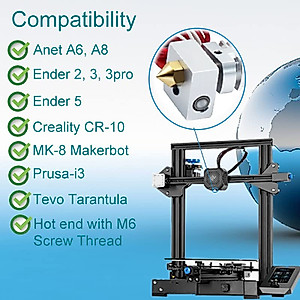 24pcs 3D Printer Extruder Nozzles,Ender 3 MK8 Brass Nozzle 0.2mm, 0.4mm, 0.6mm, 0.8mm, 1.0mm with Excellent Heat Conductivity, Compatible with Creality CR-10,Ender 3 v2, 3, 5, 3pro,Prusia i3 etc