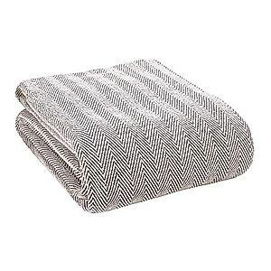 Glamburg 100% Soft and Breathable Cotton Thermal Blanket Twin Charcoal - Perfect for Layering Any Bed for All Season