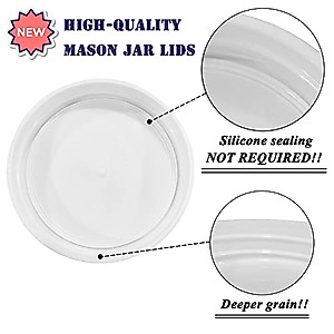[24 Pack] Plastic Mason Jar Lids for Ball, Kerr and More - Food Grade White Plastic Storage Caps for Mason/Canning Jars - 12 Regular Mouth and 12 Wide Mouth Mason Jar Lids