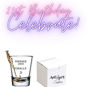 21st Birthday Shot Glass -21st Birthday Gifts- Finally 21 (2000)- 21st Birthday Compliments Birthday Decorations
