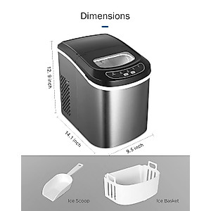 SOUKOO Ice Makers Countertop 26lbs/24h Portable Ice Maker (Stainless Steel)………