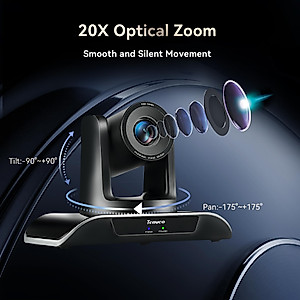 Tenveo 20X Optical Zoom PTZ Conference Room Camera, USB3.0/HDMI FHD 1080P 60FPS, for Video Conferencing Business Meeting Live Streaming Church Services Worship Events Education Skype Zoom Teams OBS