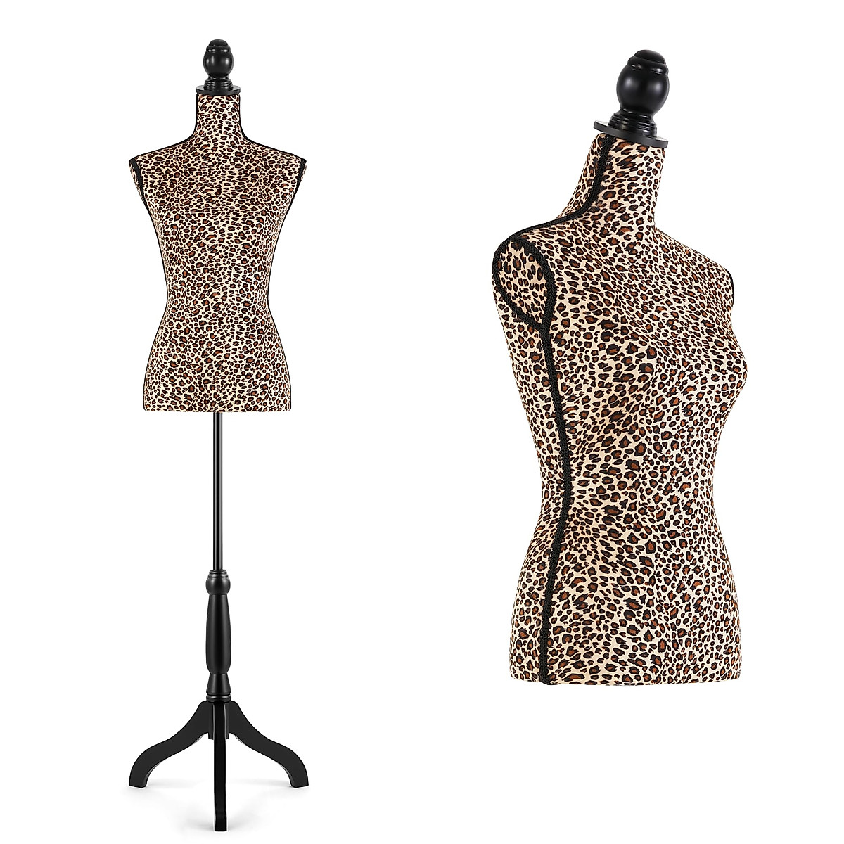 Encomle Dress Form Female Mannequin Torso, Height Adjustable Mannequin Body with Stand for Sewing, Display, Leopard Print