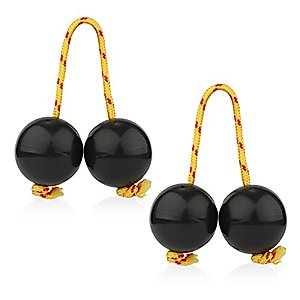 2 Pairs of Aslatuas Rhythmic Ball, Kashaka Shaker Instrument Classical African Shaker Rattle Hand Percussion for Kids Adults Weddings Parties Musical Class (Black)