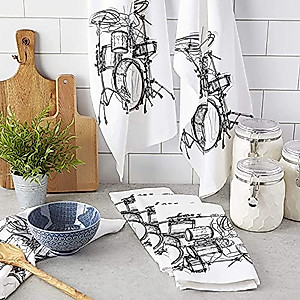 Big buy store Drummer Musical Rock Music Kitchen Dish Towels, Soft Lightweight Microfiber Absorbent Hand Towel Tea Towel for Kitchen Bathroom 18x28in