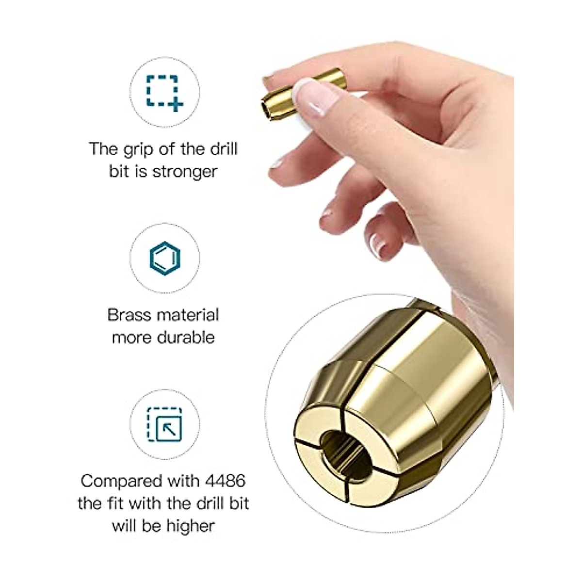 Drill Chuck Collet Set for Dremel, 1/32" to 1/8" Replacement 4486 Drill Keyless Bit Chuck Shank Rotary Tool Quick Change Adapter with Replacement 4485 Brass Quick Change Rotary Drill Nut Tool Set