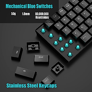 Fitlink Metal Keycaps Mechanical Gaming Keyboard with Blue Switches, Support USB Bluetooth Connection, 15 RGB LED Backlit, for Windows Mac PC(Black)