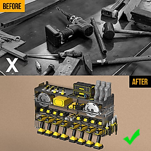 Power Tool Organizer, Drill Holder Wall Mount, Storage Rack for Cordless Drill, Heavy Tool shelf with Screwdriver Holder/Pliers Holder/Hammer