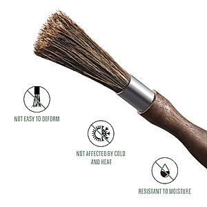Soulhand Professional Coffee Brush, Natural Bristle Coffee Grinder Brush, Walnut Handle Espresso Brush with Lanyard for Barista, Coffee Cleaning Tool for Home Kitchen