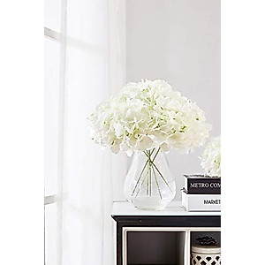 KISLOHUM Hydrangea Silk Flower White 10 Heads Artificial Hydrangea Silk Flowers Head for Wedding Centerpieces Bouquets DIY Floral Decor Home Decoration with Long Stems - White