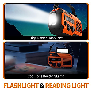 FosPower Emergency Weather Radio (Model A6) NOAA/AM/FM with 18500mWh Portable Power Bank, USB/Solar/Hand Crank Charging, Battery Operated, SOS Alarm & Flashlight for Indoor/Outdoor Emergency