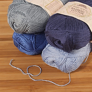 JubileeYarn Baby Soft Bamboo Cotton Yarn - 50g/Skein - Shades of Blue - 4 Skeins