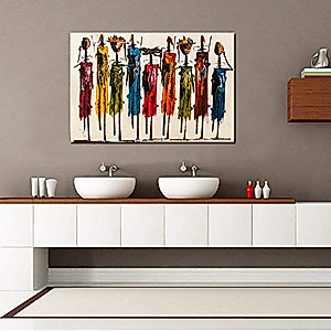 Biuteawal African American Wall Art Indian Woman Decor Photo Paintings Abstract Decorative Artwork for Home Bedroom Bathroom Framed Ready to Hang