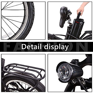 NAKTO Electric Bike Electric City Ebike for Adults 250 Assisted Electric Bicycle Sport Mountain Bicycle with 36V 10A Removable Lithium Battery ebike (BLACK, 20“ 250W EBIKE)